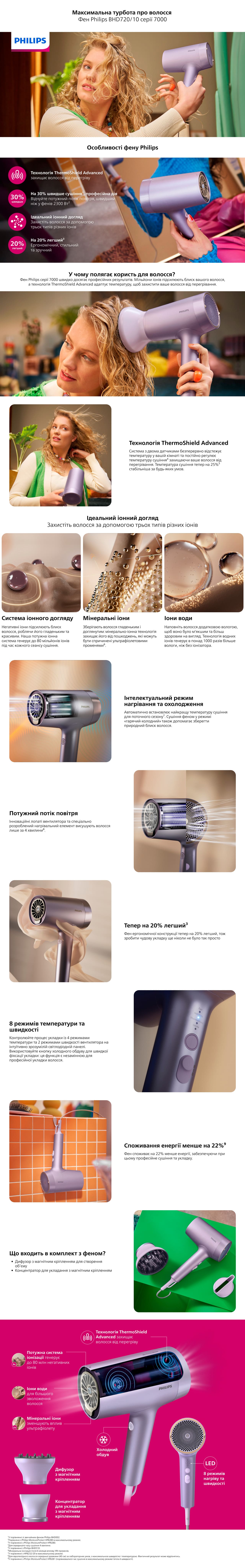 ᐉ Фен Philips BHD720/10 серії 7000 • Краща ціна в Києві, Україні ...