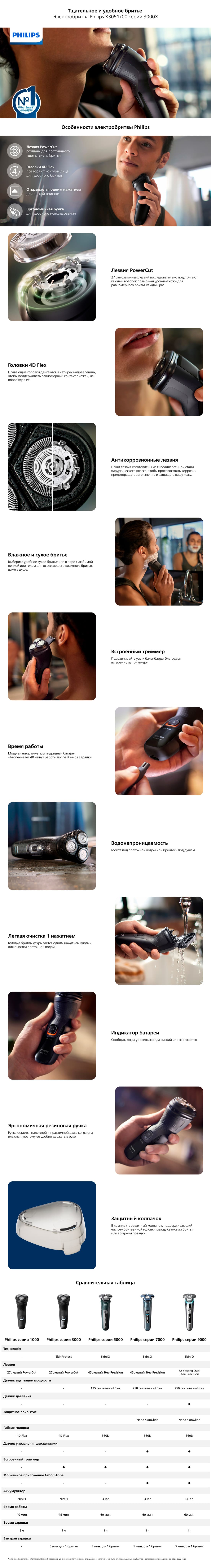 ᐉ Электробритва Philips Series X3000 X3051/00 • Купить в Киеве, Украине ...