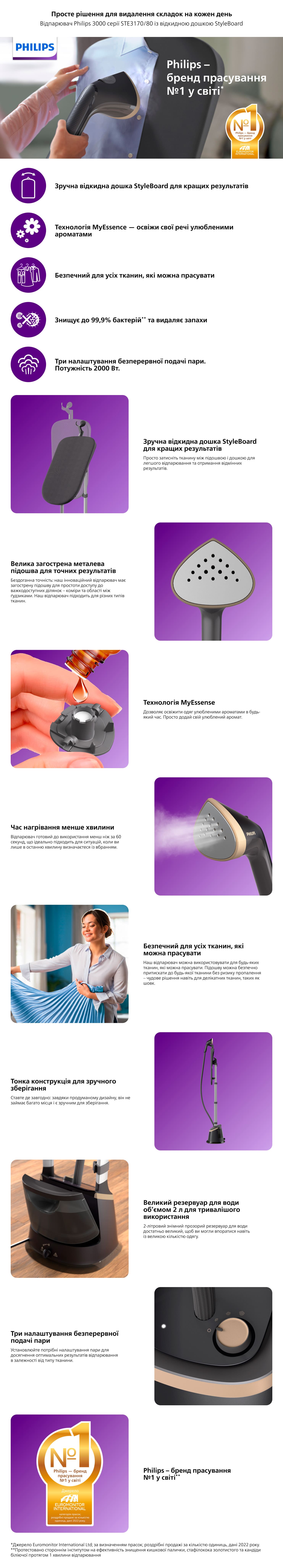 ᐉ Відпарювач Philips 3000 Series STE3170/80 • Краща ціна в Києві ...