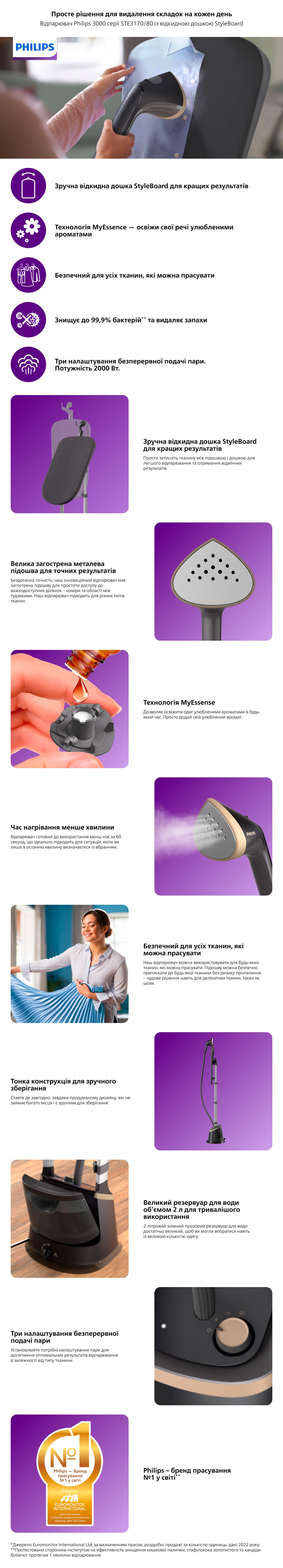 ᐉ Відпарювач Philips 3000 Series STE3170/80 • Краща ціна в Києві ...